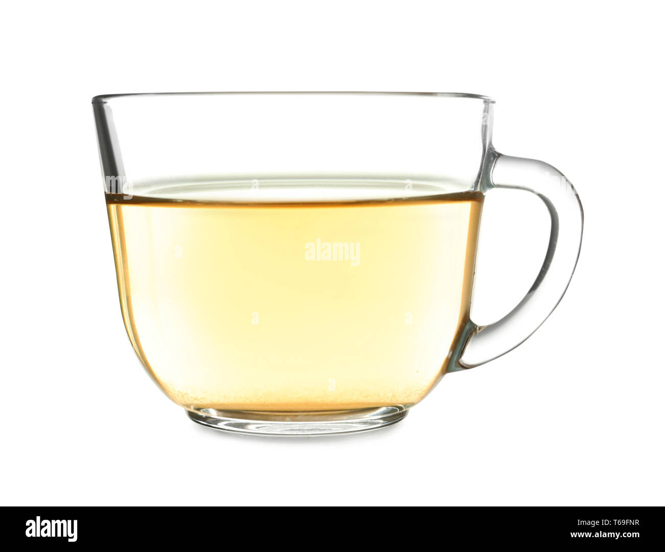 Delicious hot tea in glass cup on white background Stock Photo - Alamy