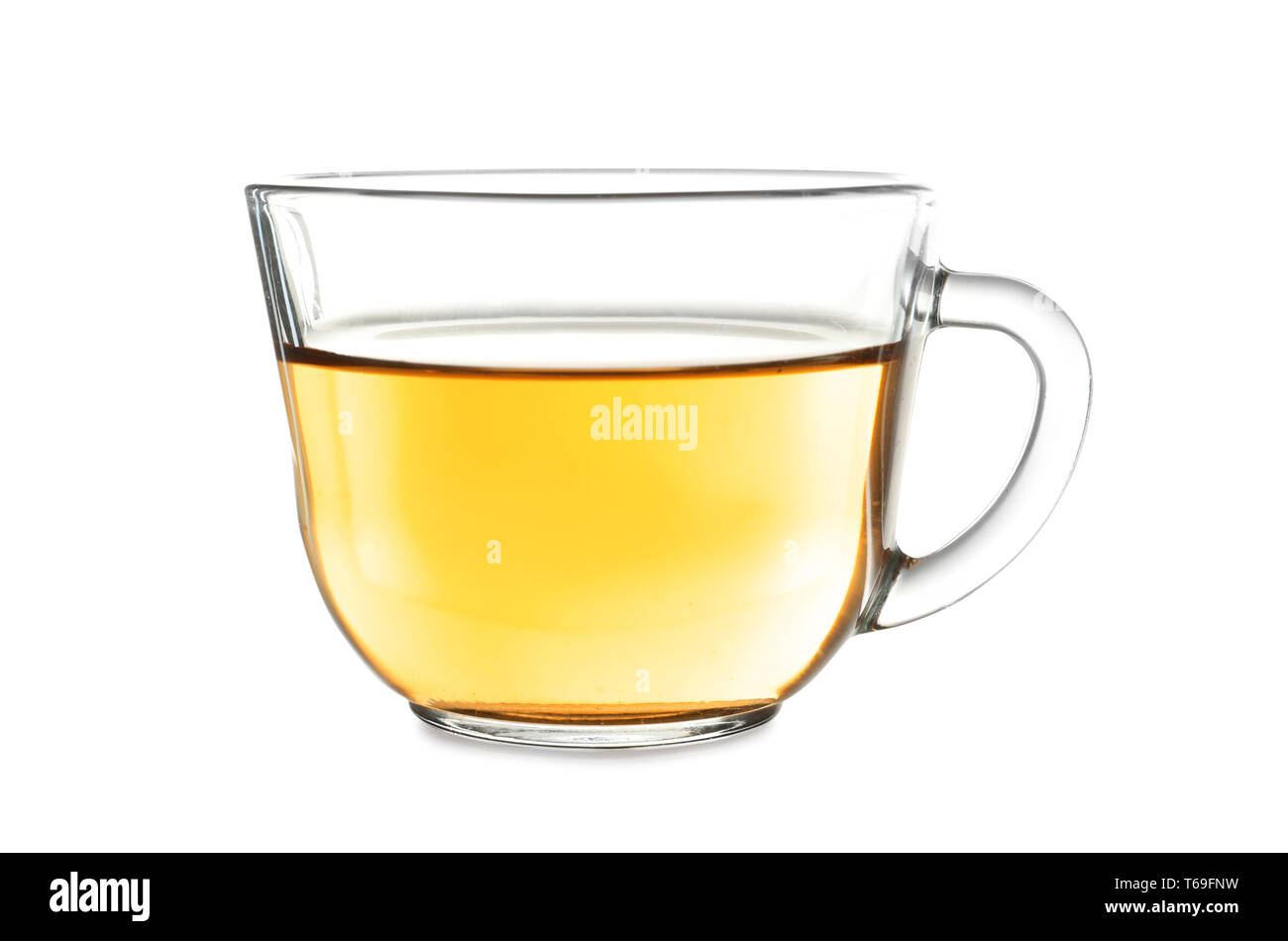 Delicious hot tea in glass cup on white background Stock Photo - Alamy
