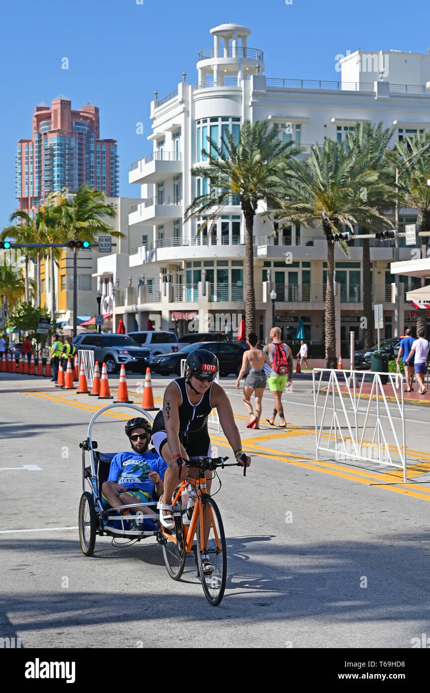 Miami Beach, Florida 2019-04-14 Disabled triathletes participating in ...