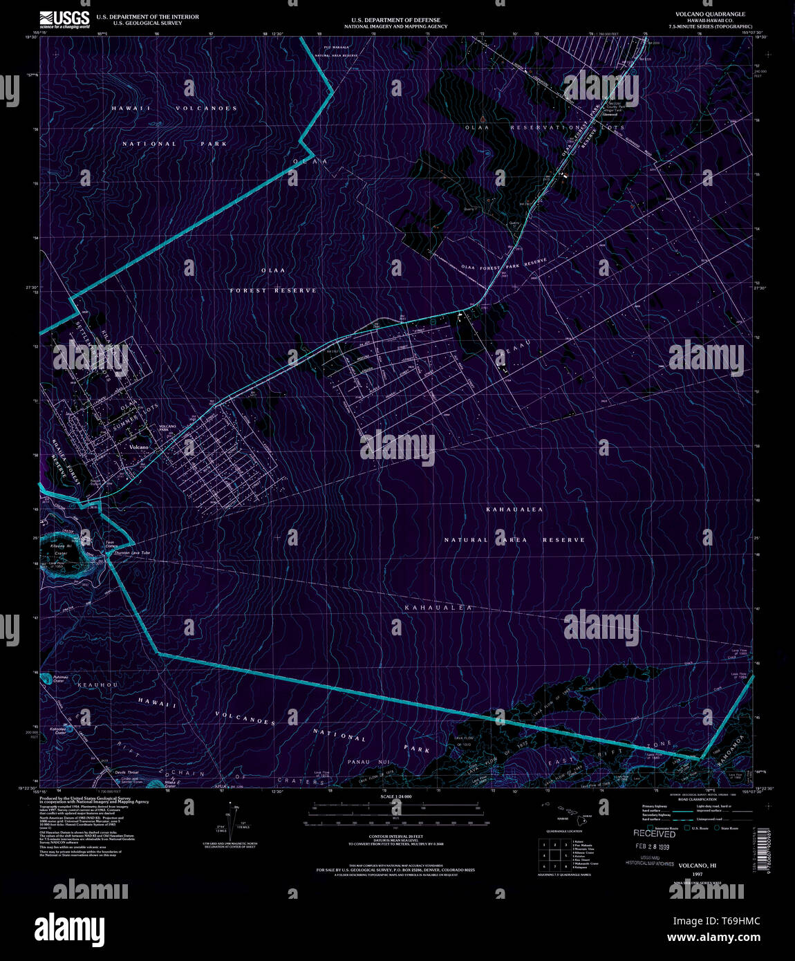USGS TOPO Map Hawaii HI Volcano 349763 1997 24000 Inverted Restoration ...