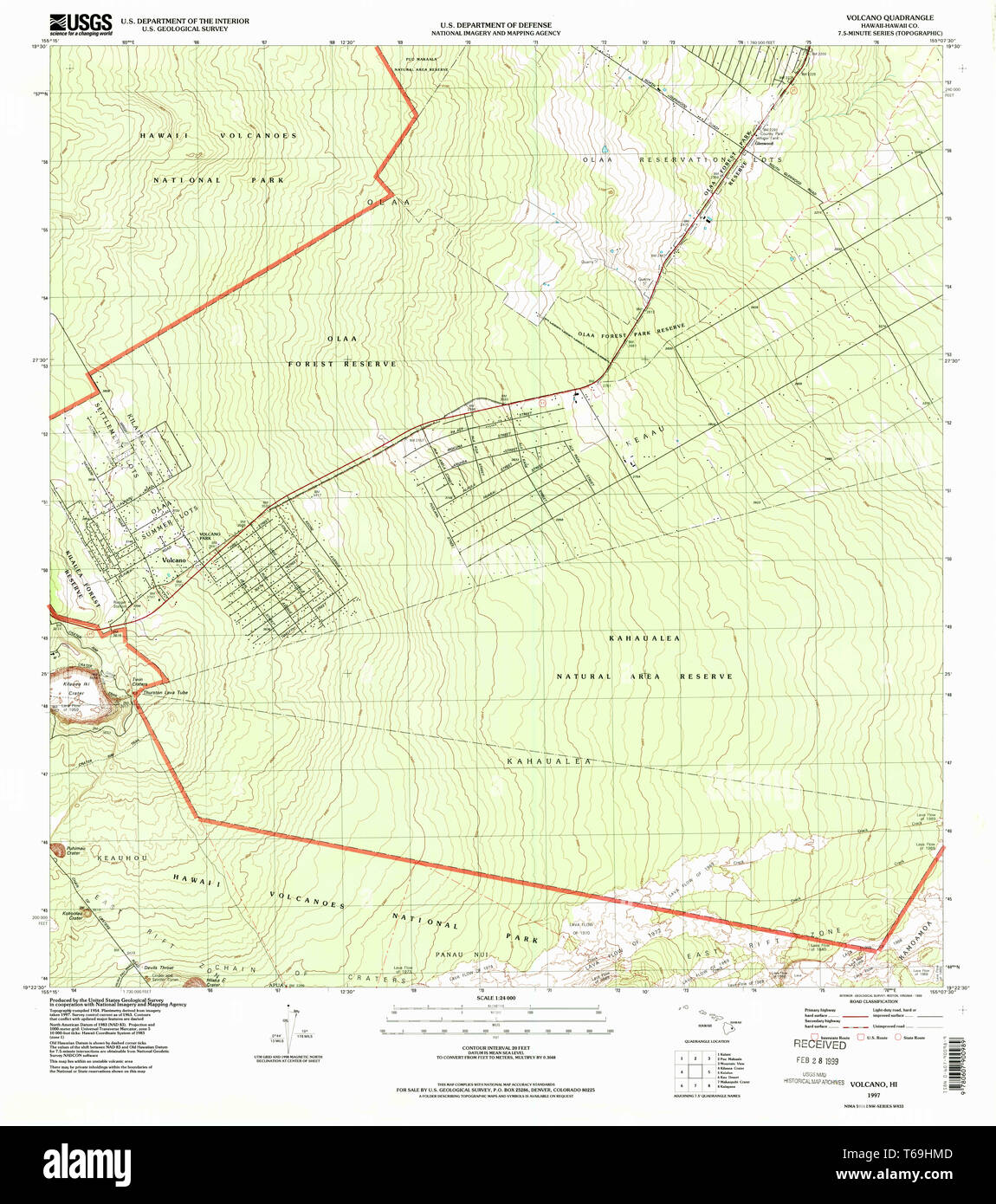 Map of hawaii volcano hi-res stock photography and images - Alamy
