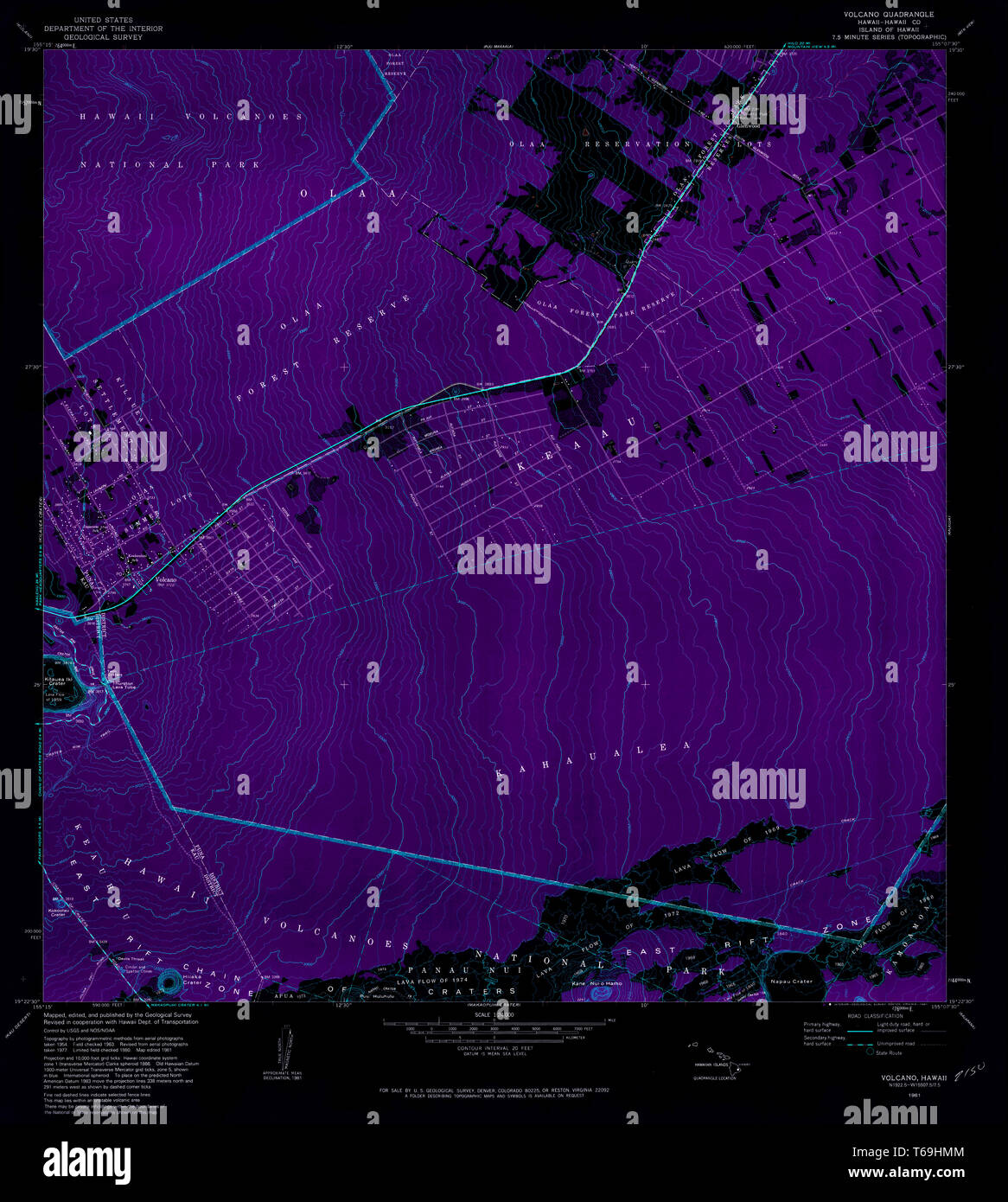 USGS TOPO Map Hawaii HI Volcano 349766 1981 24000 Inverted Restoration ...