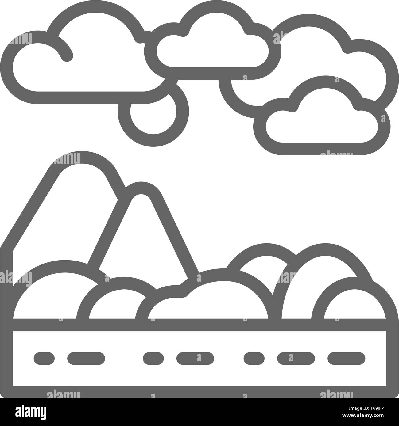 Vector mountains and hills landscape line icon Stock Vector Image & Art ...
