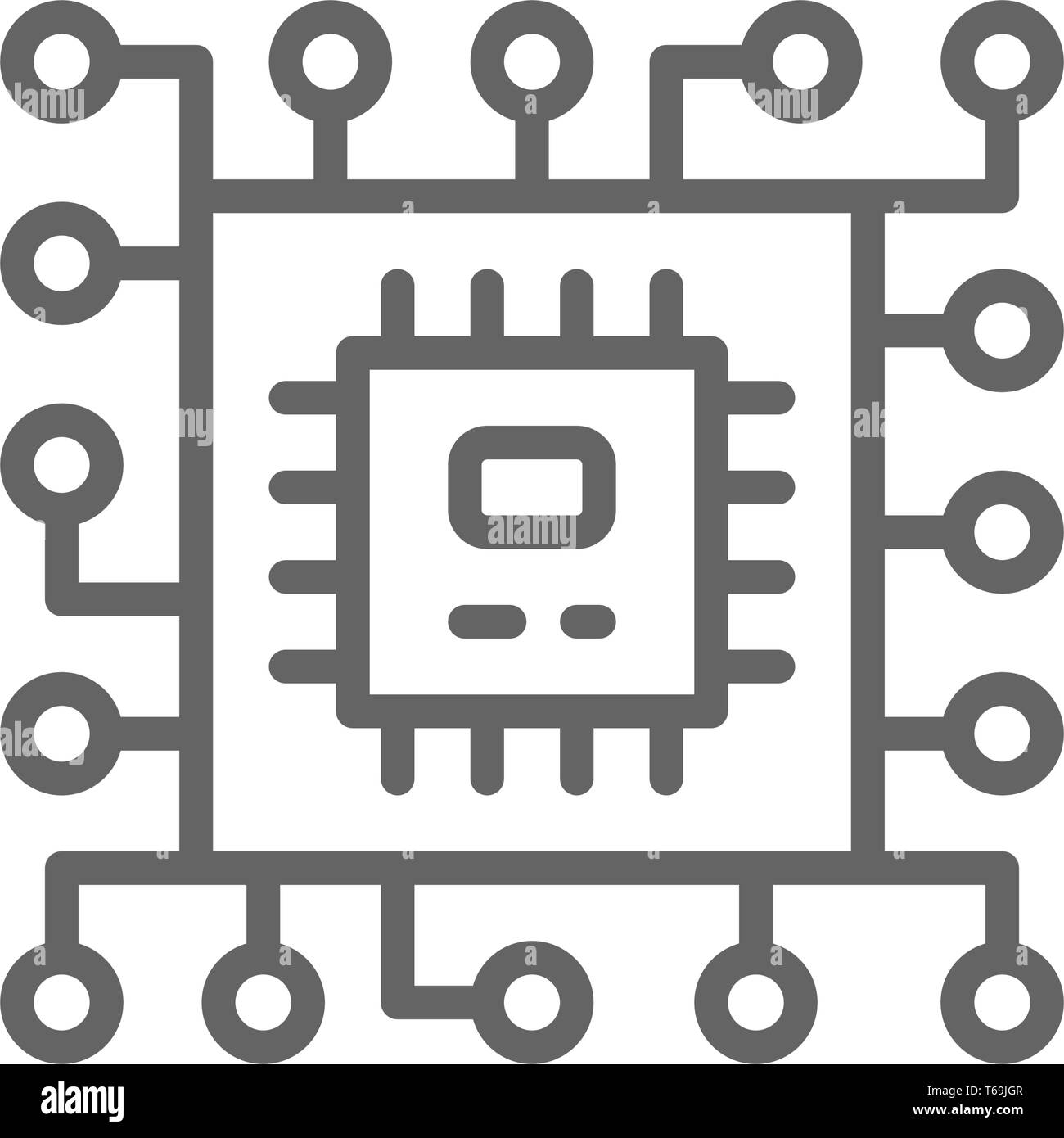 Vector CPU microprocessor, computer chip line icon Stock Vector Image ... Vector CPU microprocessor, computer chip line icon Stock Vector Image ...