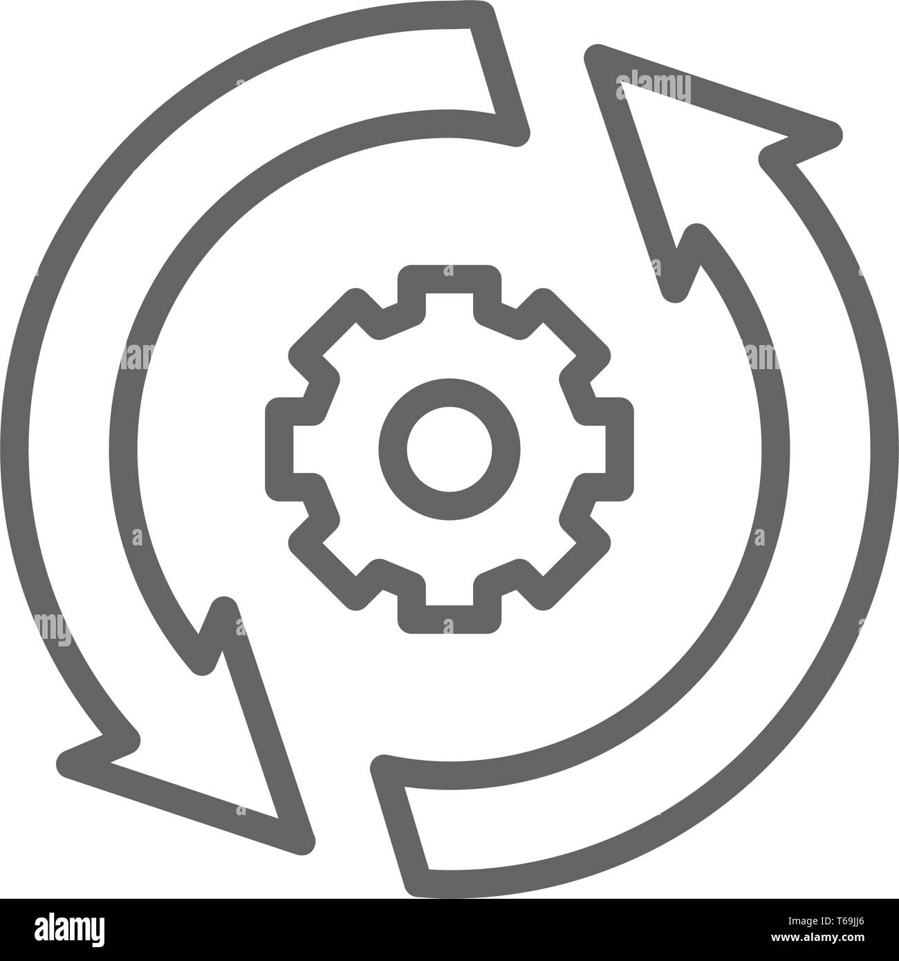 Gear wheel with two arrow, process, system update line icon Stock ... Gear wheel with two arrow, process, system update line icon Stock ...