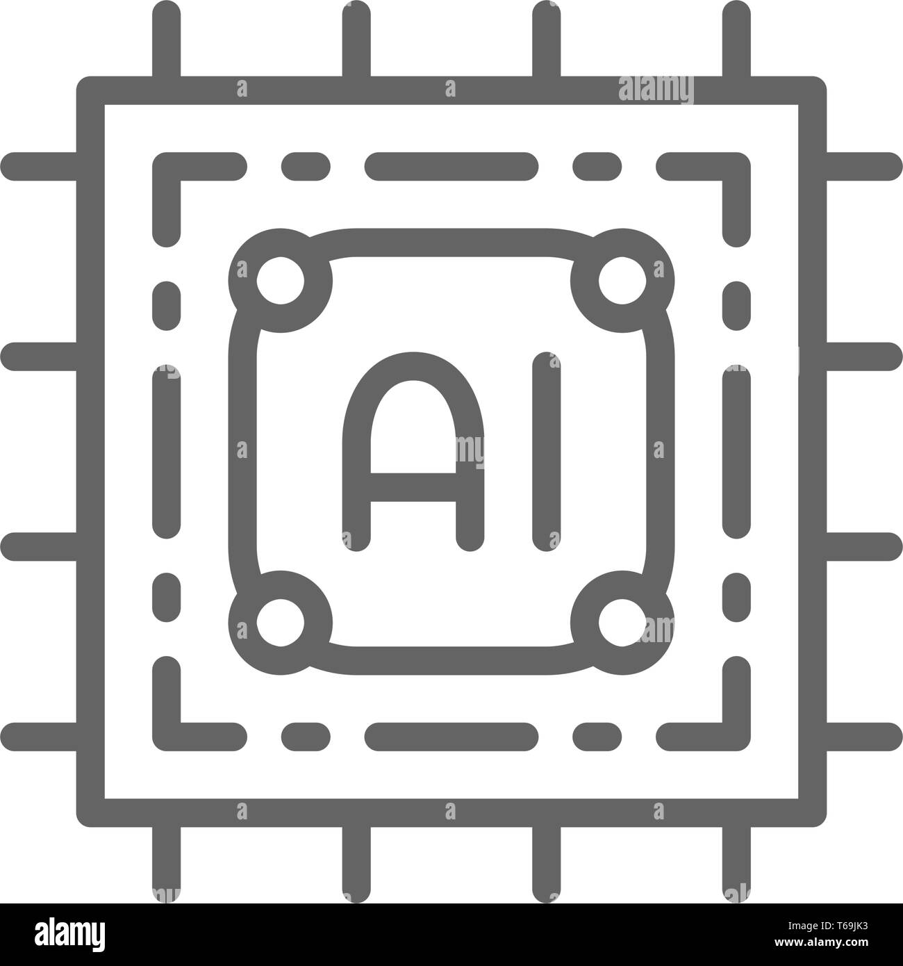 Artificial intelligence chip, electronic circuit, processor line icon ...