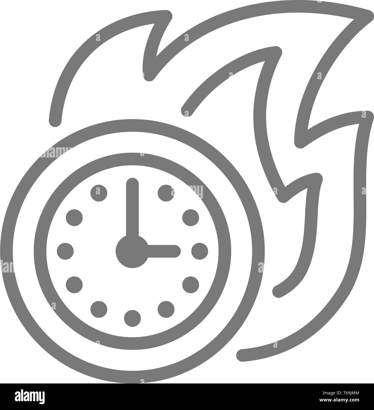 Fire with clock, deadline, time-limit line icon Stock Vector Image ...