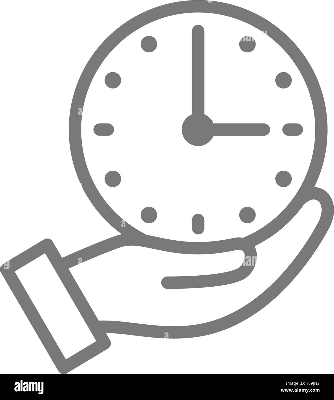 Clock in hand, time management line icon Stock Vector Image & Art - Alamy