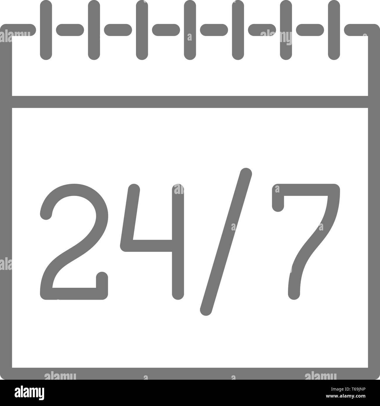 Calendar, schedule, 24 hours available services line icon Stock Vector ...