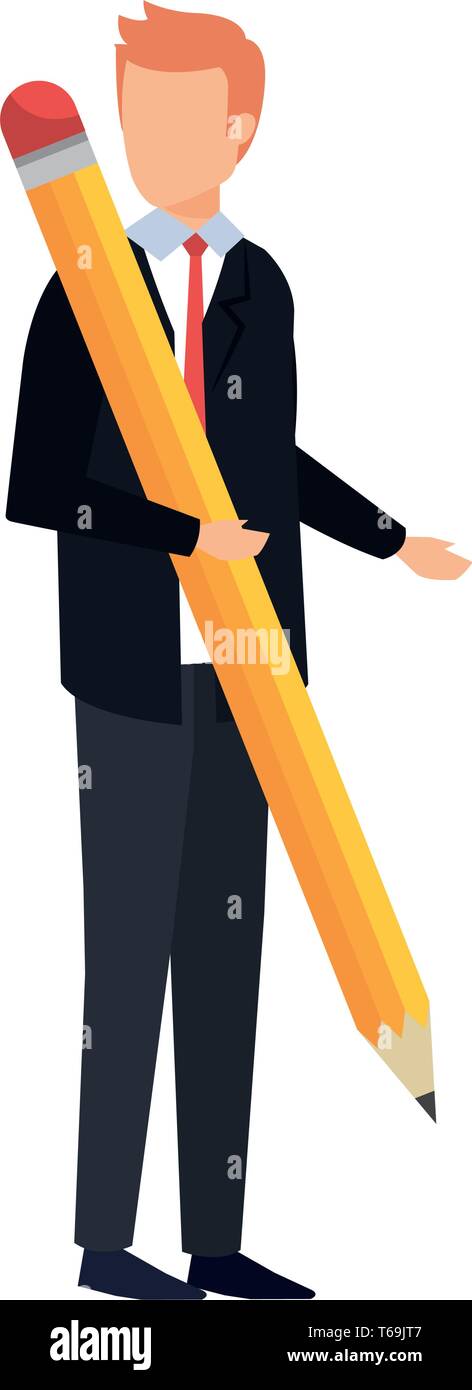 elegant businessman with big pencil Stock Vector Image & Art - Alamy