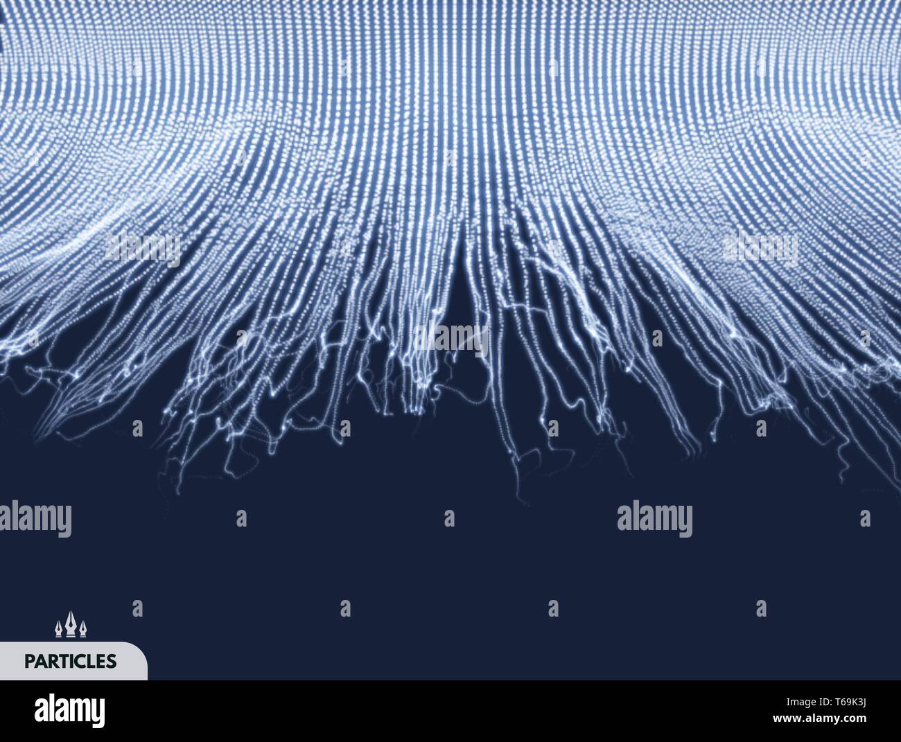 Wave Background. Abstract Vector Illustration. 3D Technology Style. Network Design with Particle ...