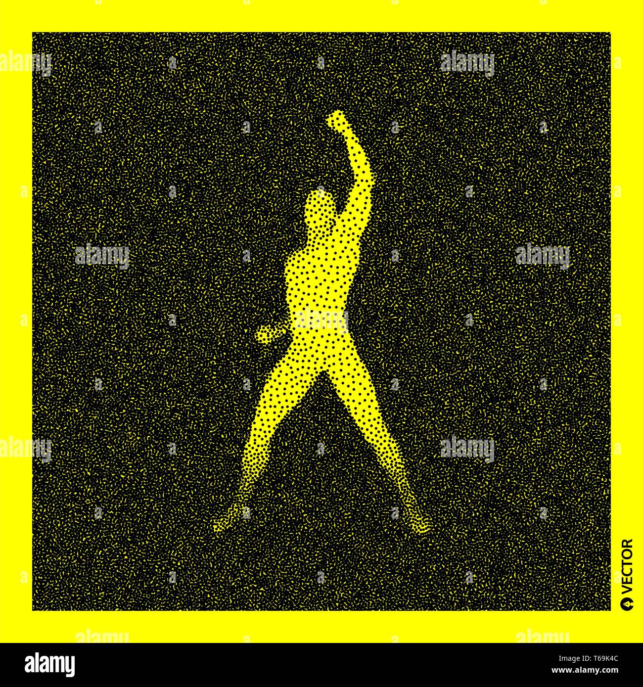 Leadership concept. Human with arm up. 3D Human Body Model. Black and ...