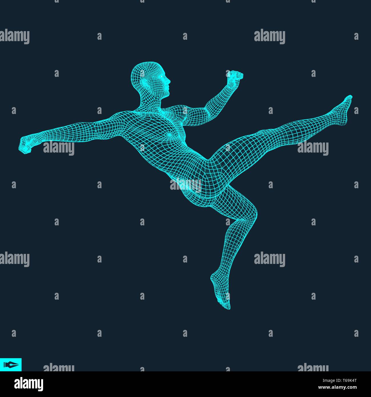 Football player. Sports concept. 3D Model of Man. Human Body. Sport ...