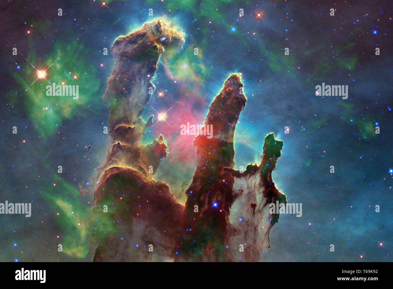 Cosmic landscape, colorful science fiction wallpaper with endless outer ...