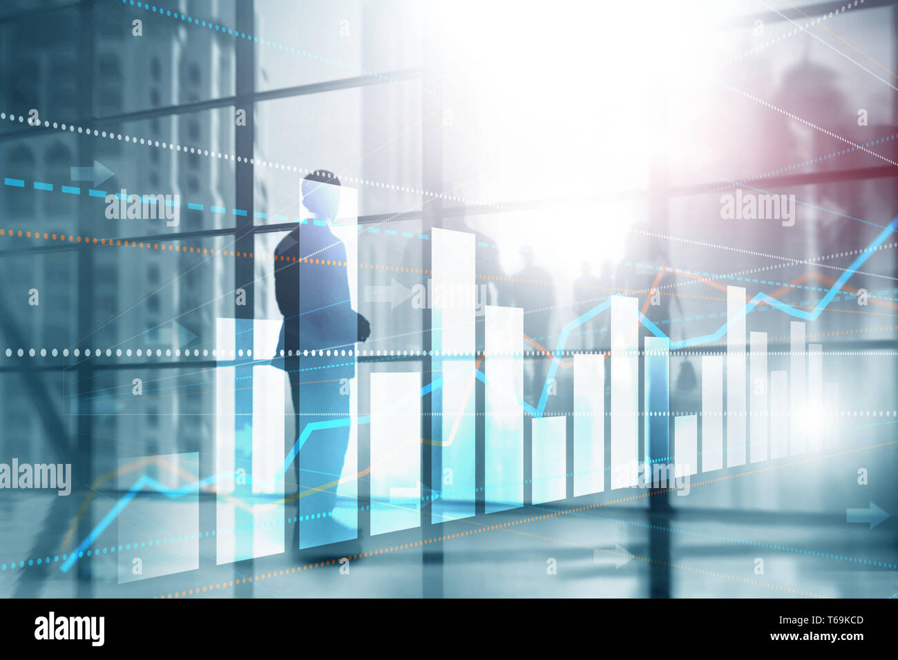 Silhouettes of people on city background for financial investment or ...