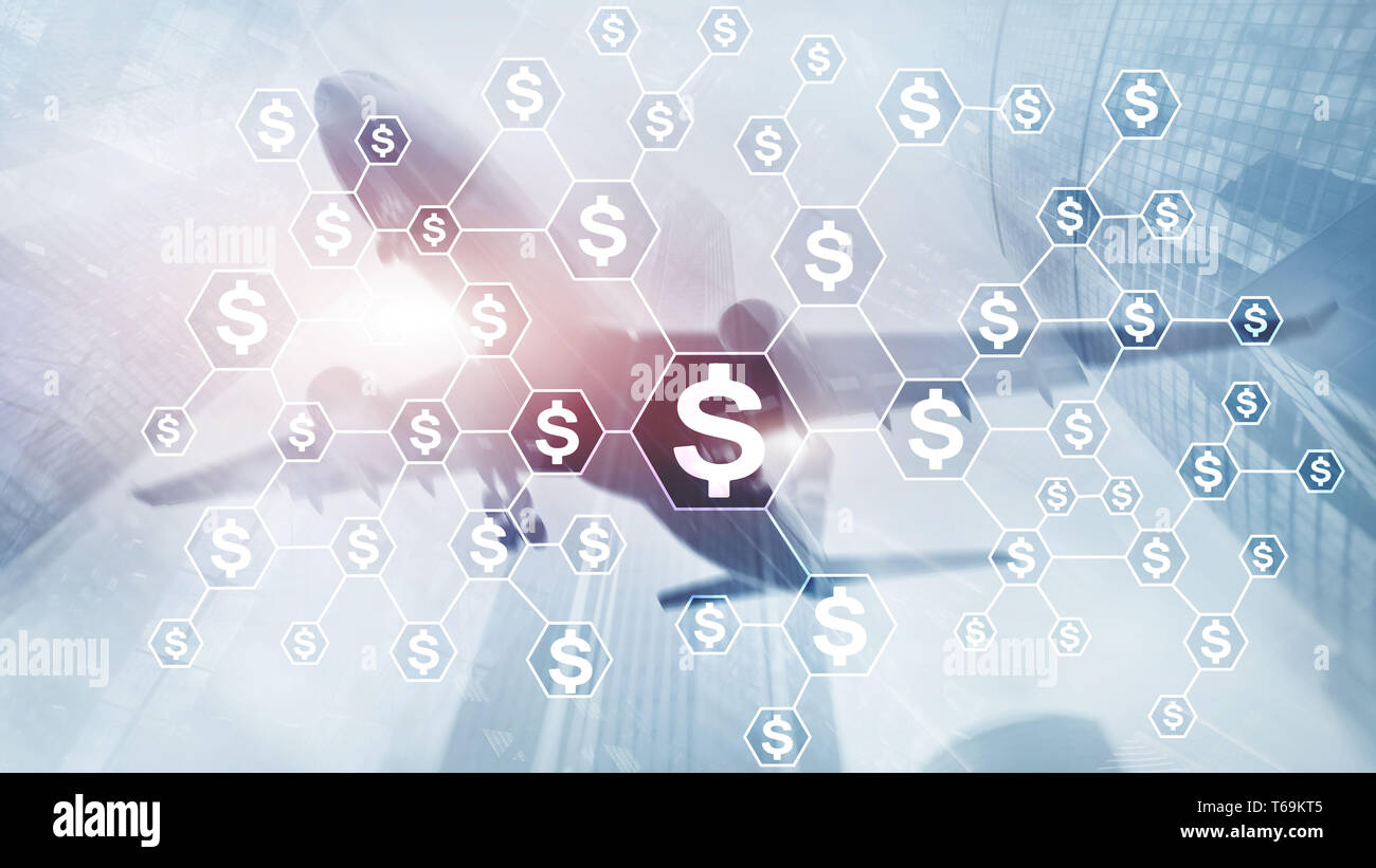 Dollars icons, money network structure. ICO, trading and investment ...