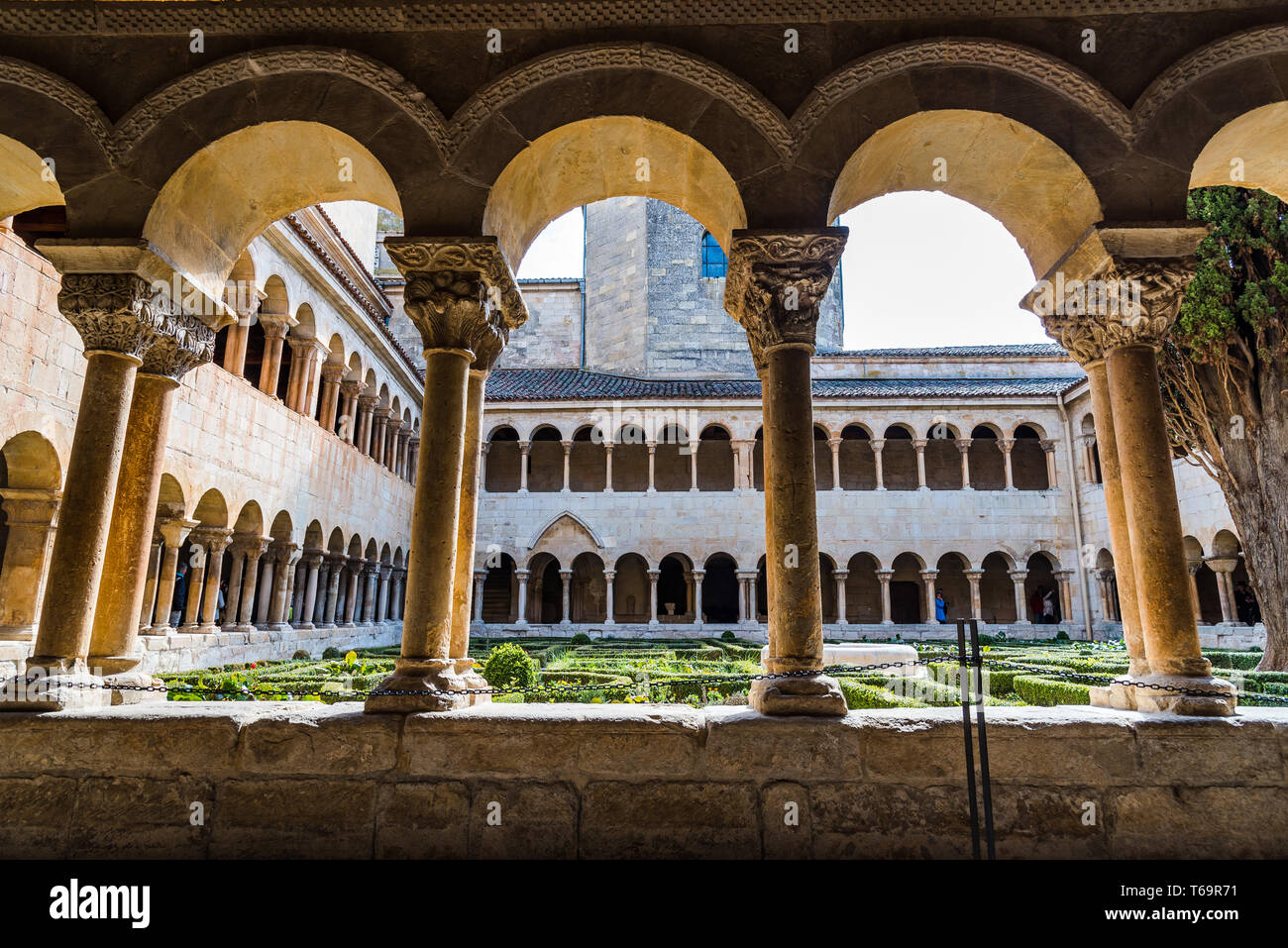 Santo Domingo de Silos, Spain - April 16, 2019: The cloister of Santo ...