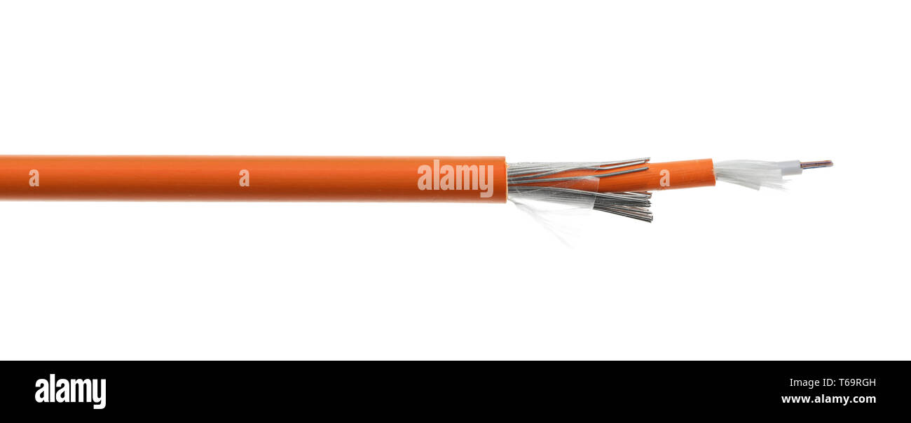 Fiber optical cable detail isolated on white Stock Photo - Alamy