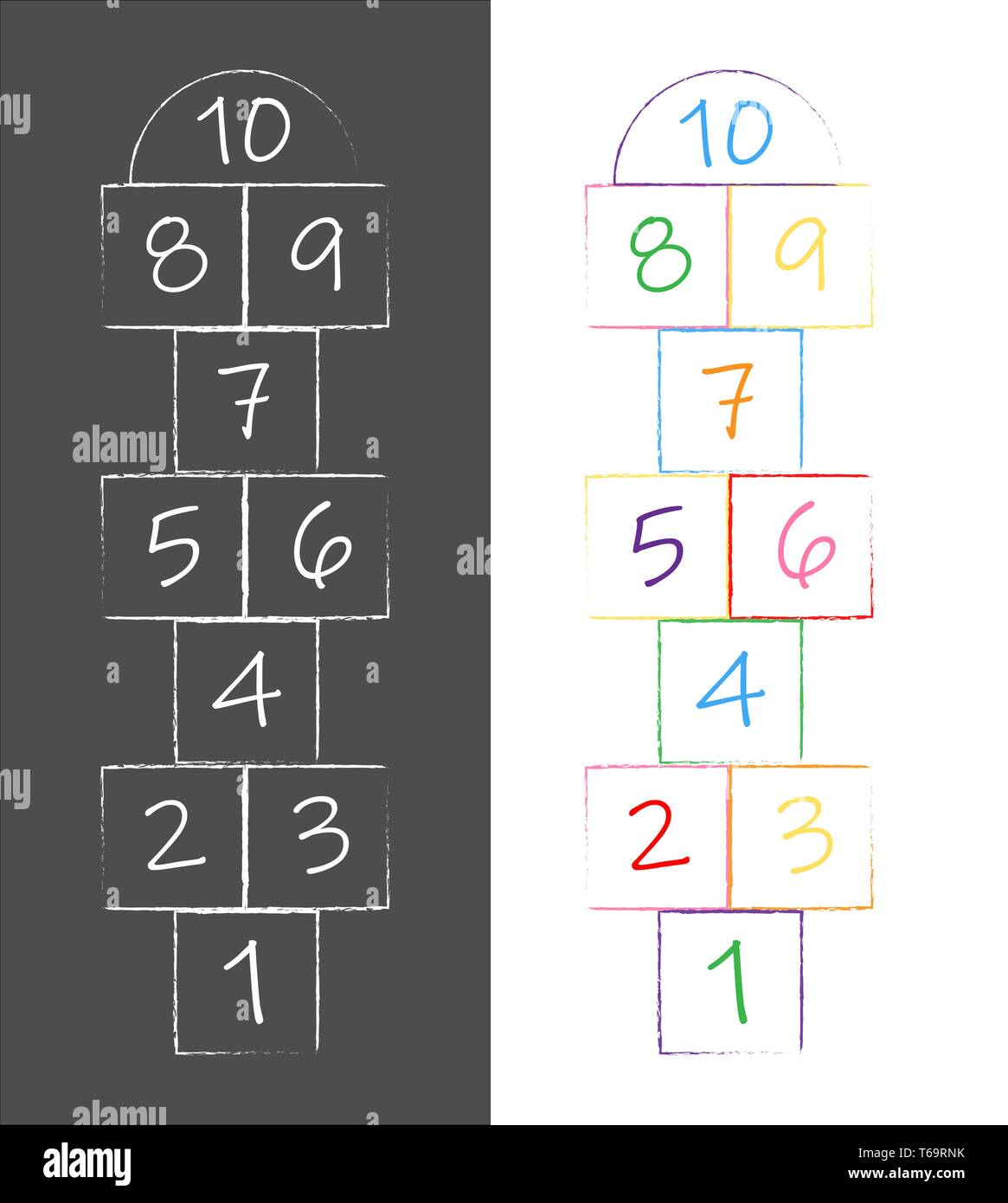 Children street game. playground with numbers. illustration with ...