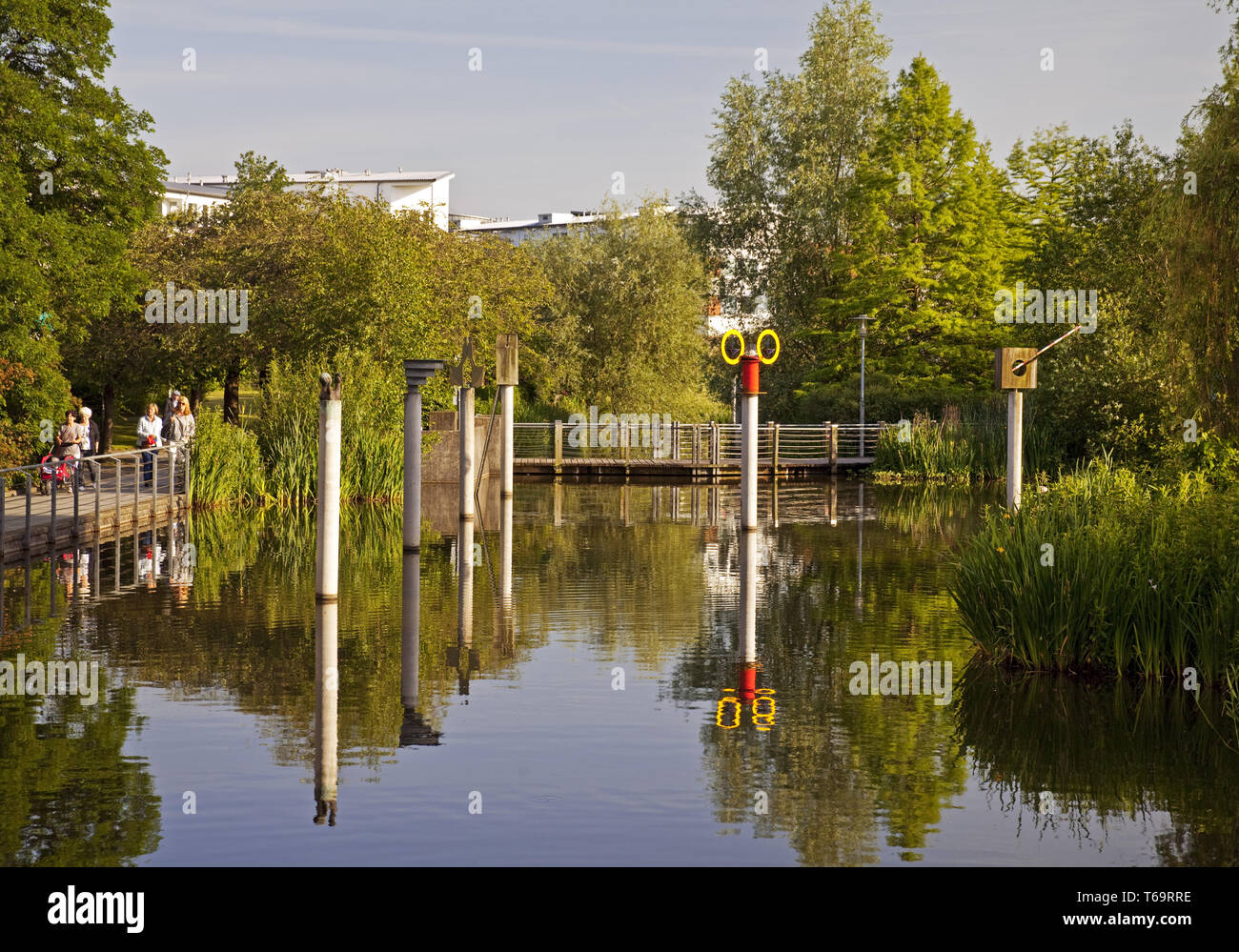 city park and town lake in the inner city of Kaarst, Lower Rhine, North ...