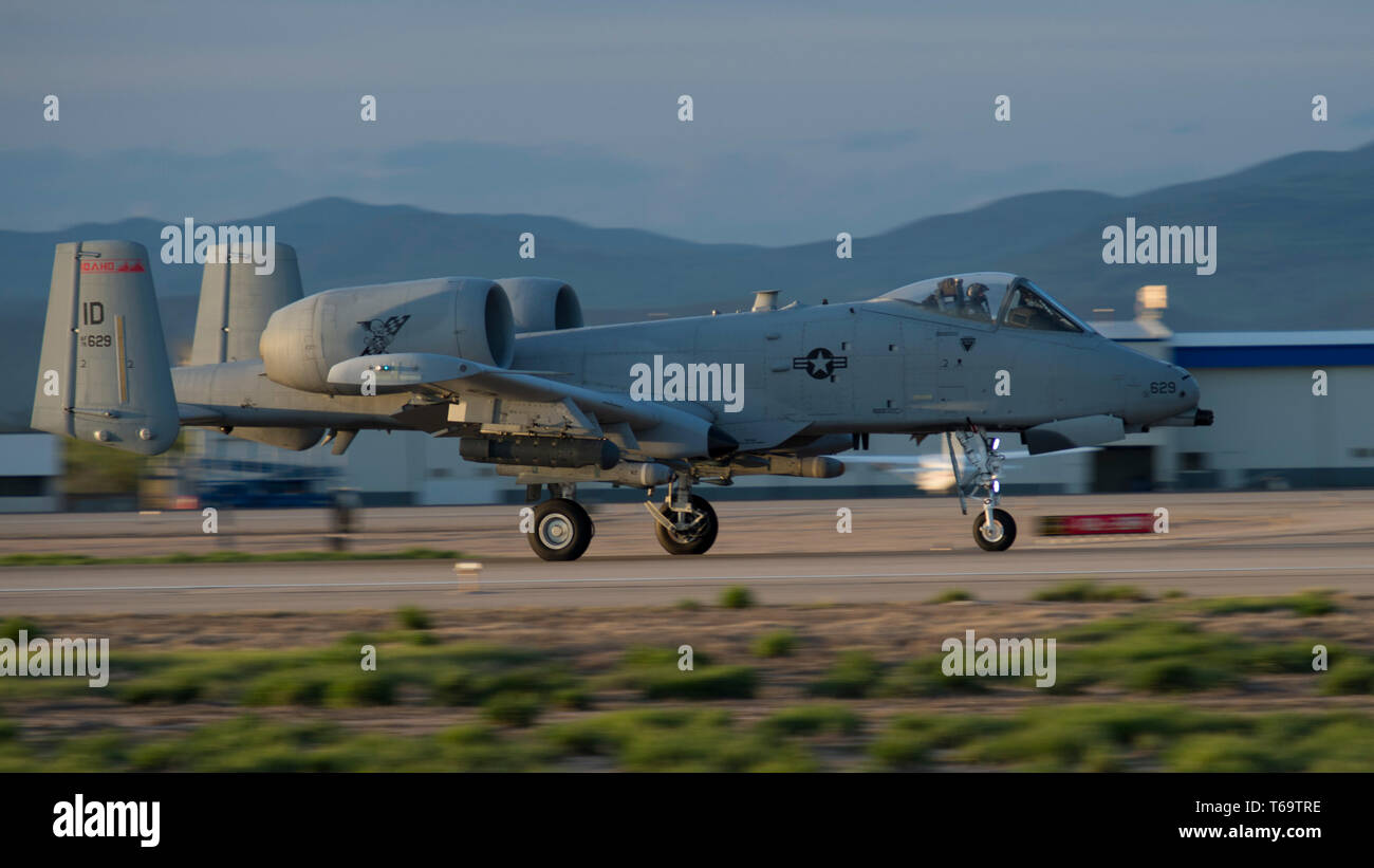 An A-10 Thunderbolt II with the 190th Fighter Squadron takes off for a ...