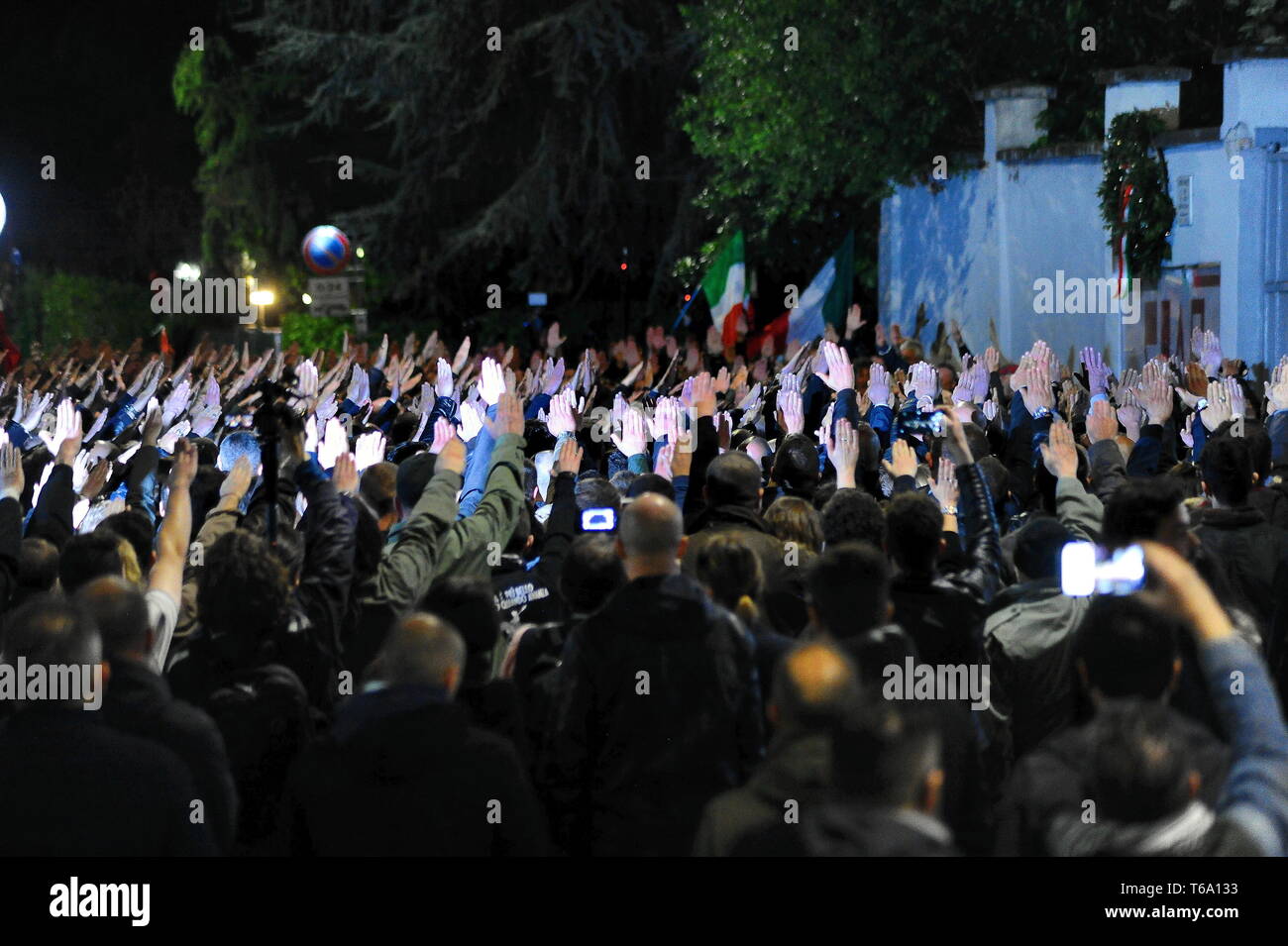 Fascist rally in front of Sergio Ramelli's headstone in via Paladini ...