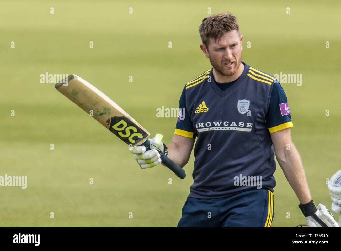 London, UK. 29th Apr, 2019. Liam Dawson reaches his fifty as Surrey ...