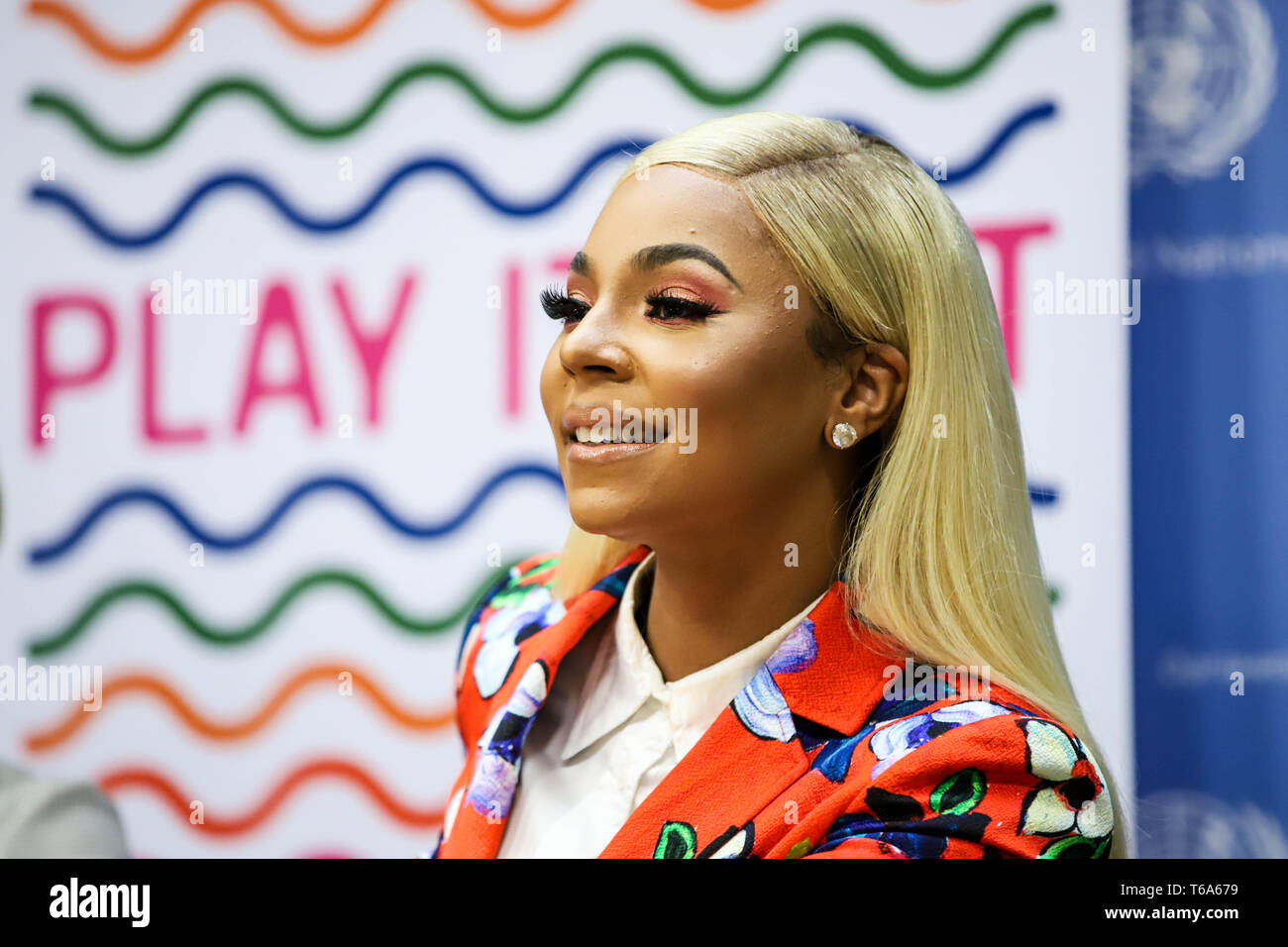 New York, New York, USA. 30th Apr, 2019. Ashanti singer during reporter ...