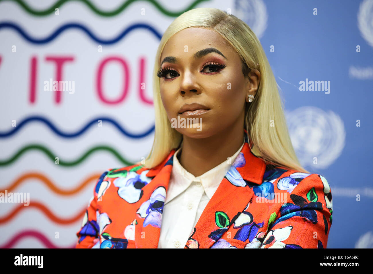 New York, New York, USA. 30th Apr, 2019. Ashanti singer during reporter ...