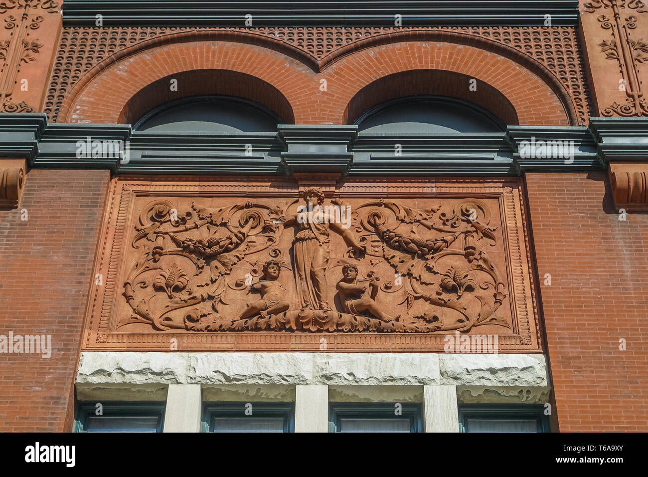 Detail of terra cotta on the Germania Club building in the Old Town ...