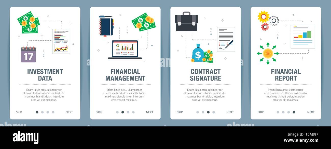 Web banners concept in vector with investment data, financial ...