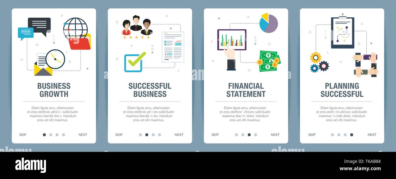 Web banners concept in vector with business growth, successful business ...