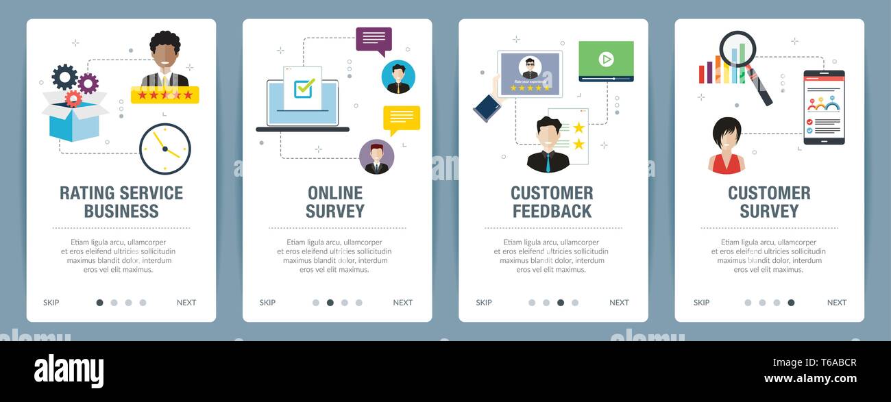 Vector set of vertical web banners with rating service business, online ...