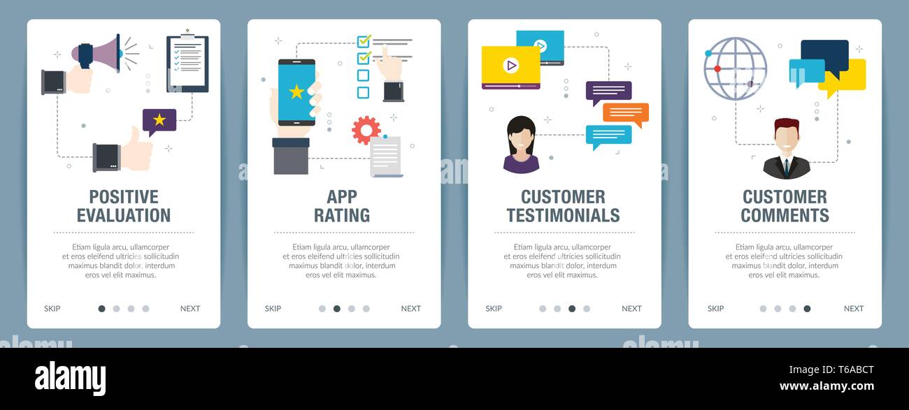 Vector set of vertical web banners with positive evaluation, app rating ...