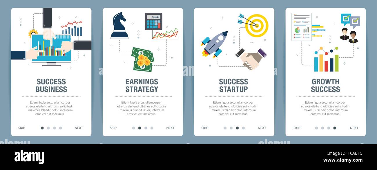 Vector set of vertical web banners with success business, earnings ...