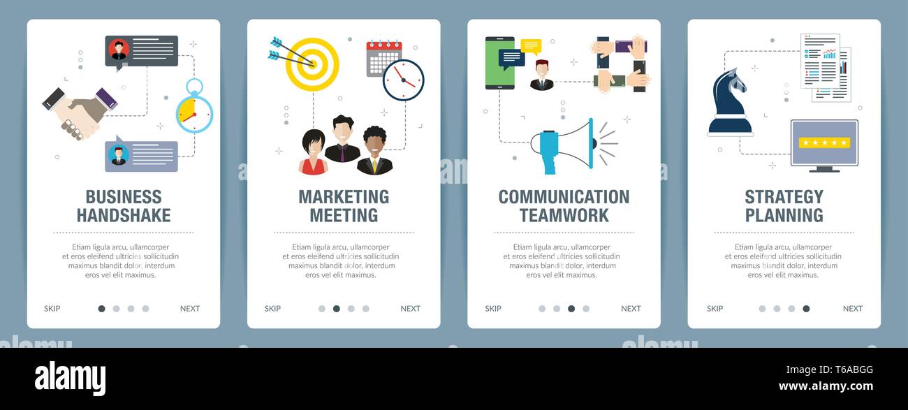 Vector set of vertical web banners with business handshake, marketing ...