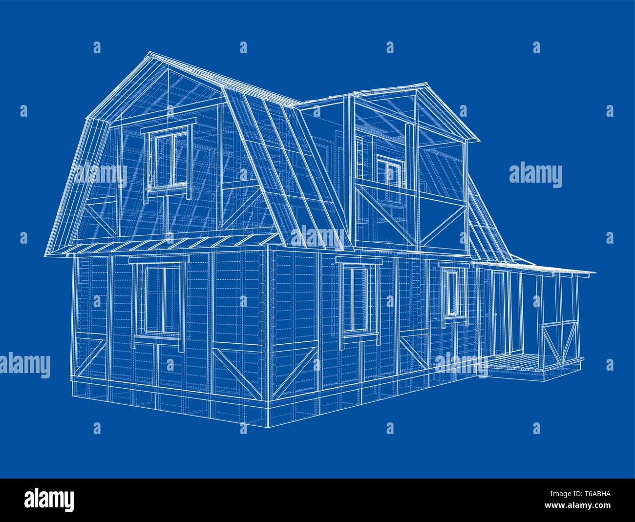 House sketch. Vector rendering of 3d Stock Vector Image & Art - Alamy