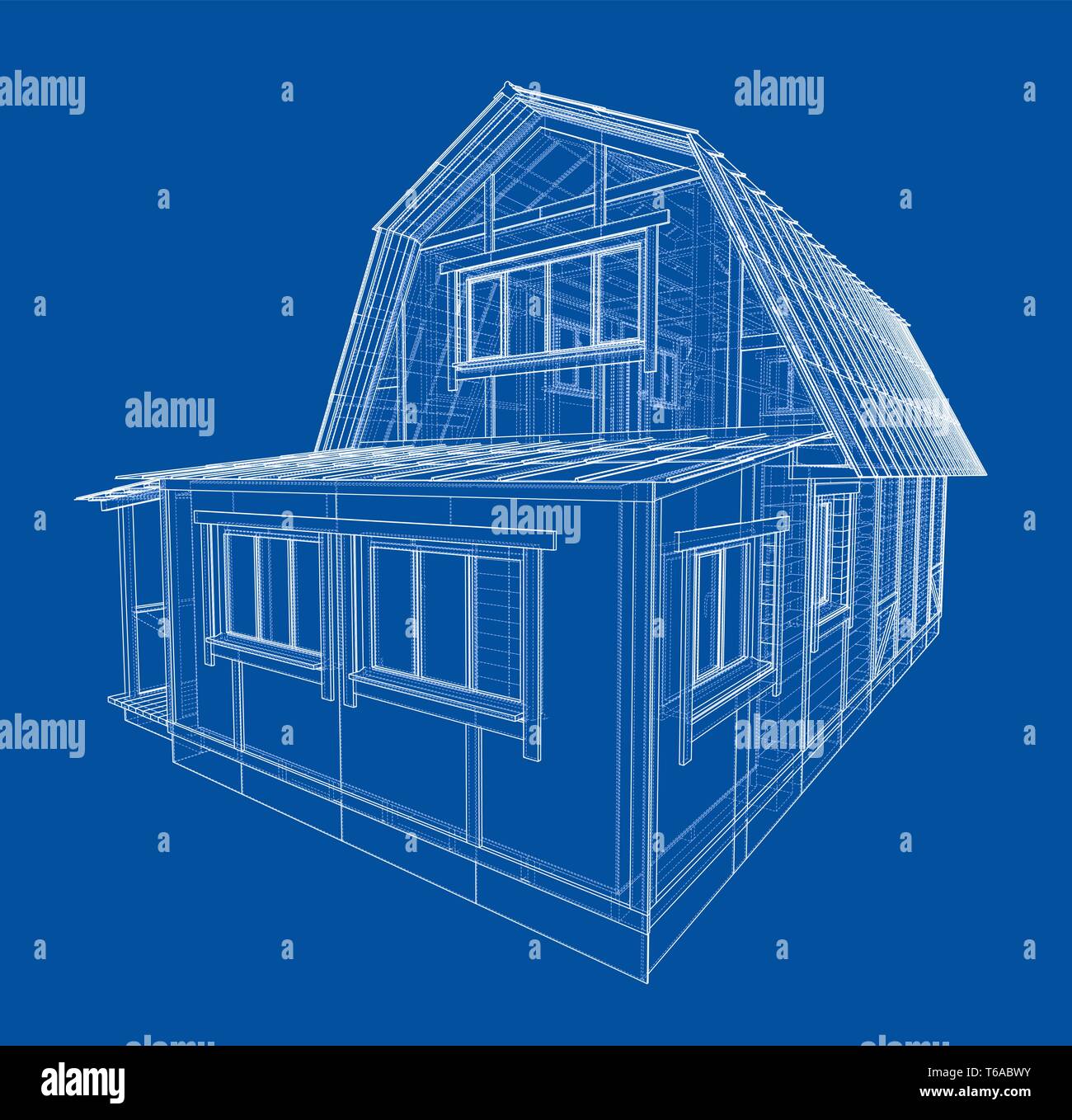House sketch. Vector rendering of 3d Stock Vector Image & Art - Alamy