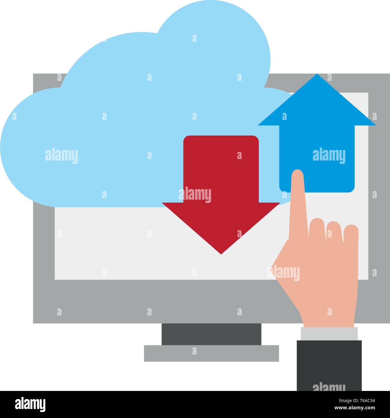 computer and cloud transfer sign Stock Vector Image & Art - Alamy