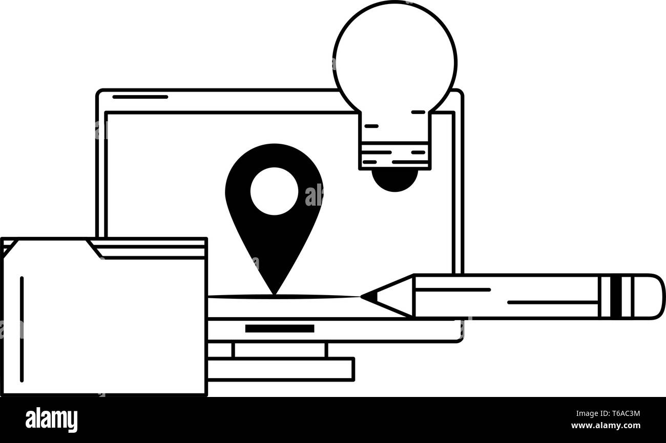 computer with documents folder Stock Vector Image & Art - Alamy