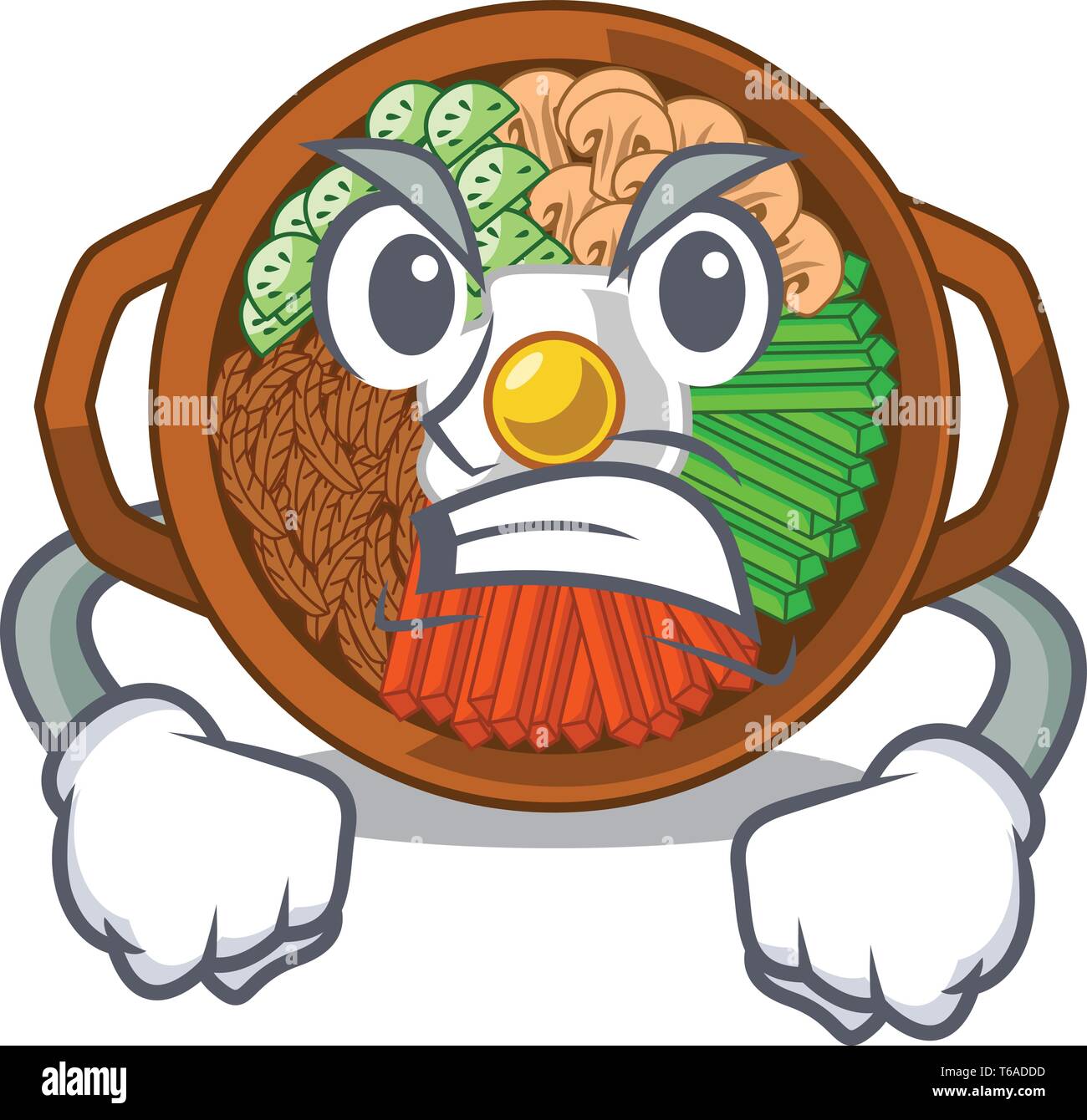 Angry bowl of bibimbap in cartoon shape Stock Vector Image & Art - Alamy