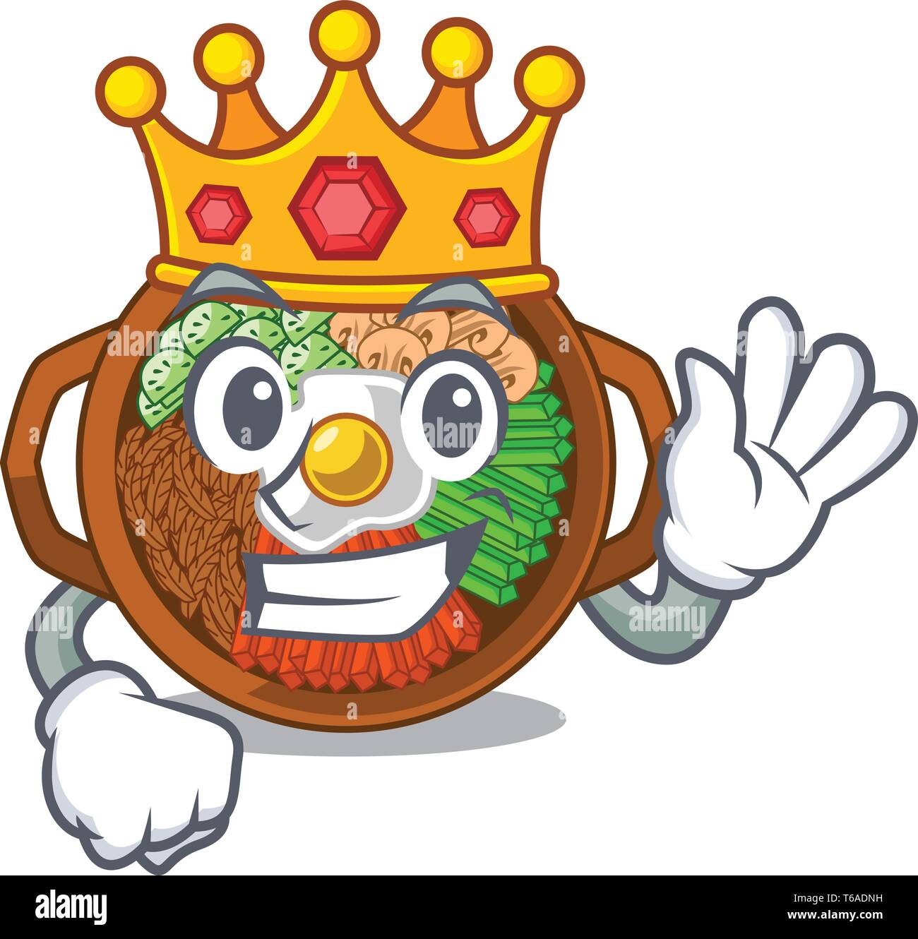 King plate containing bibimbap cartoon on table Stock Vector Image ...