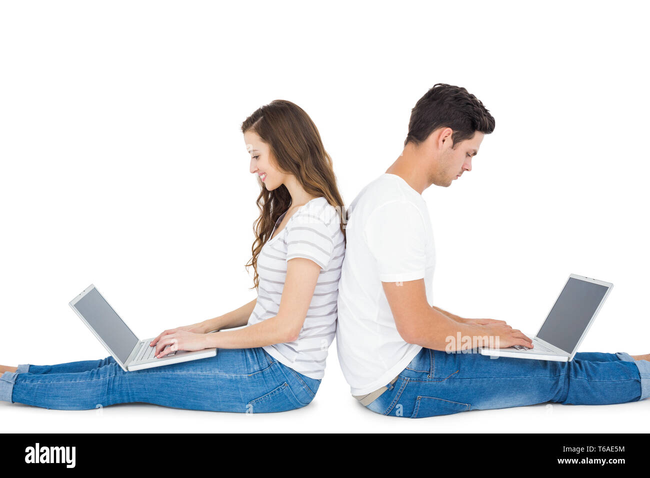 Man using computer back Cut Out Stock Images & Pictures - Alamy