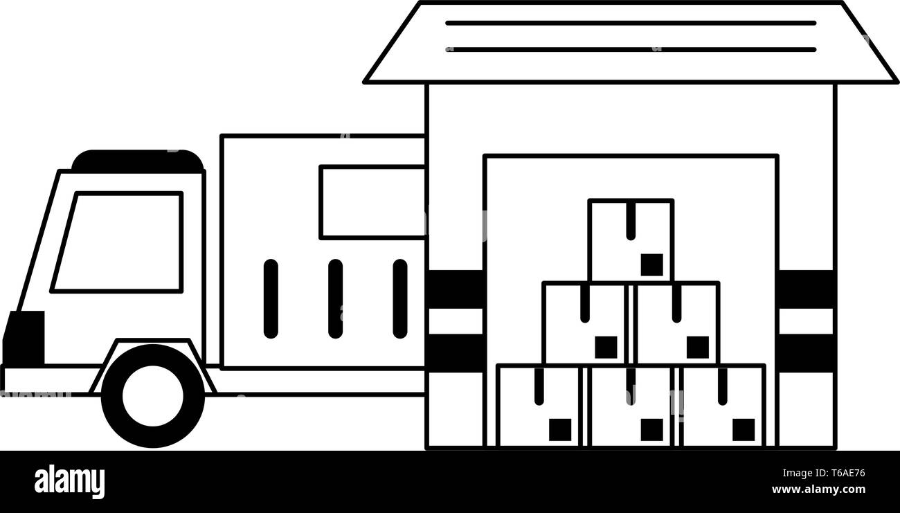 Delivery and logistics in black and white Stock Vector Image & Art - Alamy