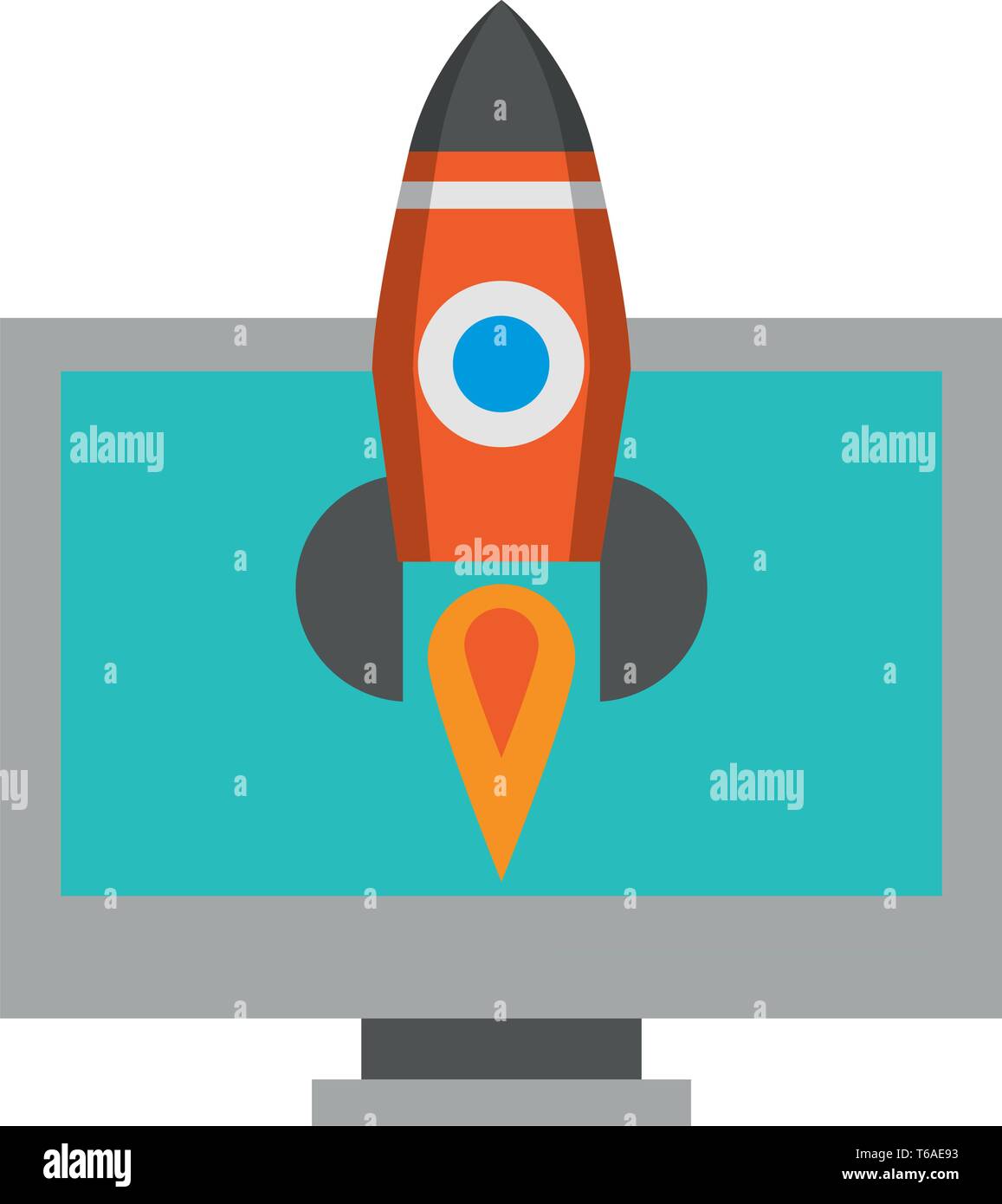 computer and rocket Stock Vector Image & Art - Alamy