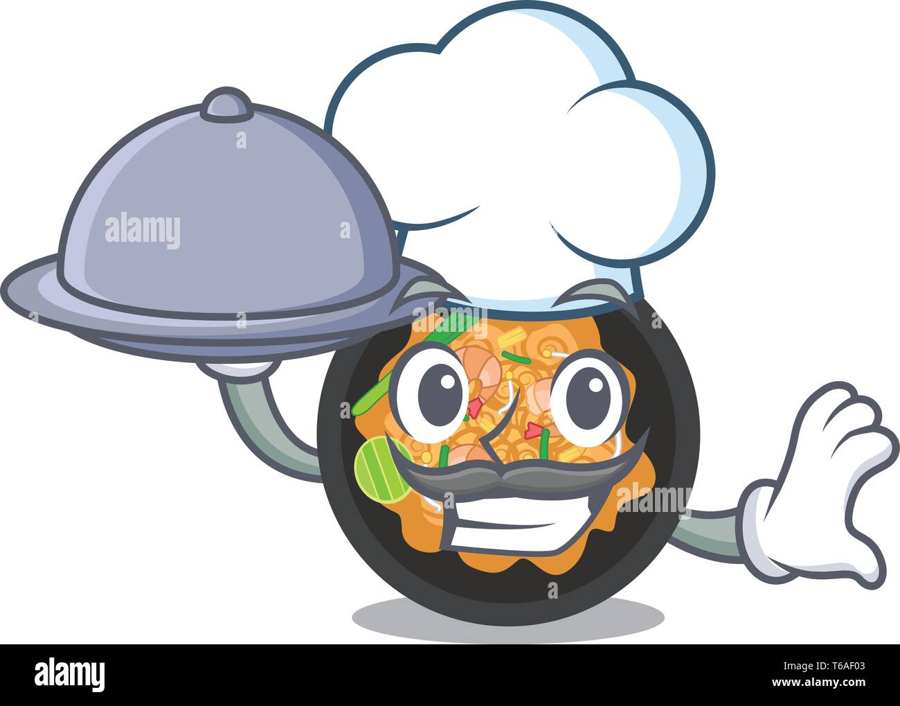 Chef with food pat thai in the cartoon shape Stock Vector Image & Art ...