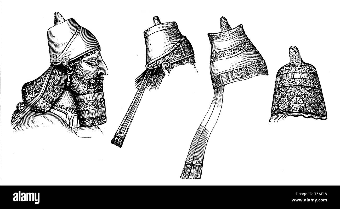 Head of an Assyrian king and royal headgear, 1898 Stock Photo - Alamy