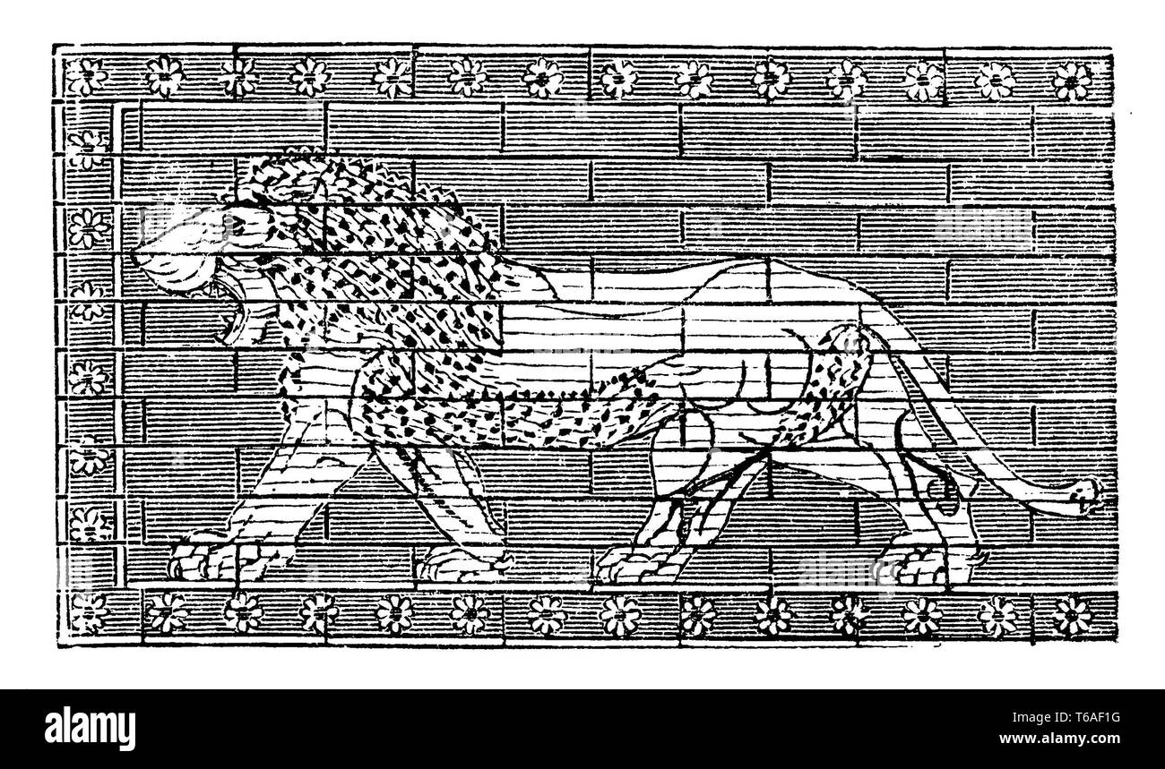 Wall painting from Ninive, 1898 Stock Photo - Alamy