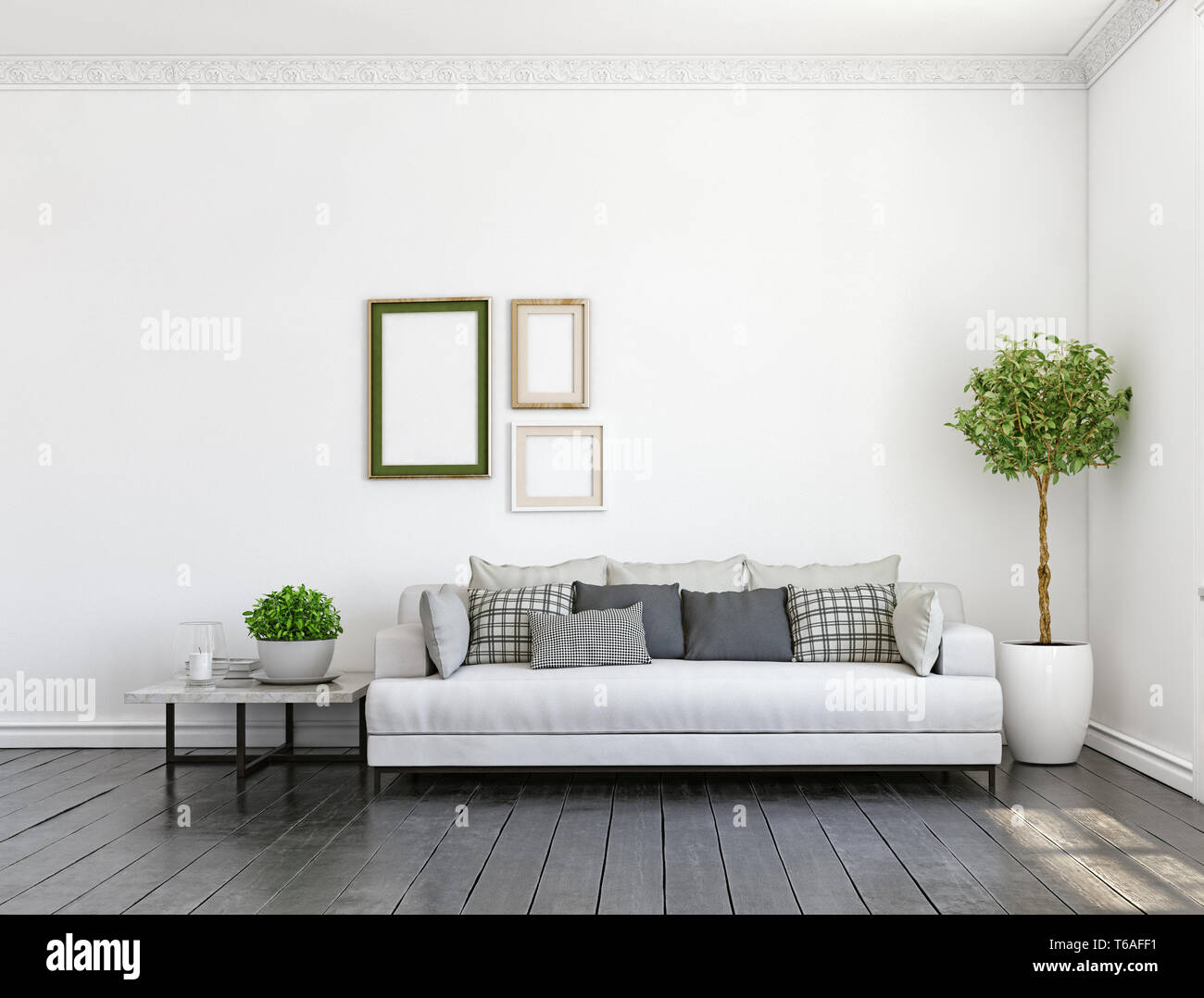 modern living interior design. 3d rendering concept Stock Photo - Alamy