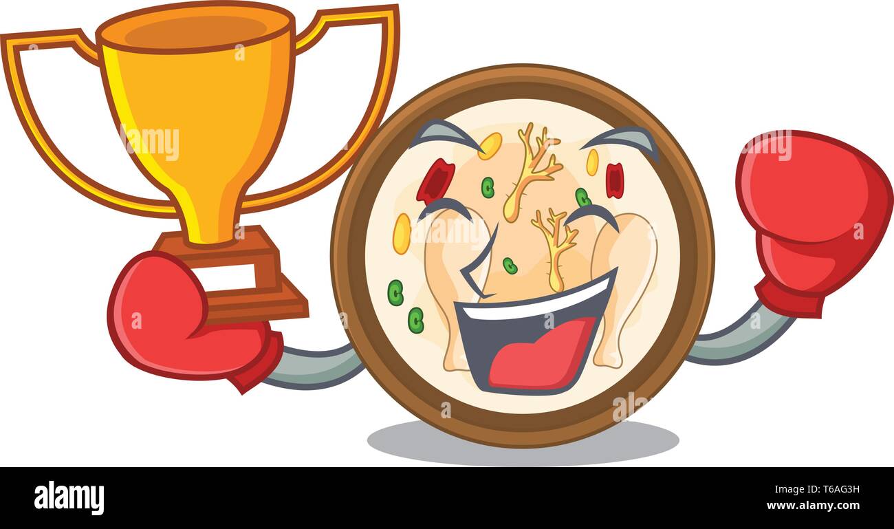 Boxing winner samgyetang in a the cartoon plate Stock Vector Image ...